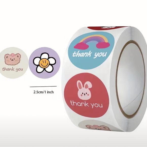 Design | 50pc Cartoon Trendy Thank You Sticker Rolls | Poshmark